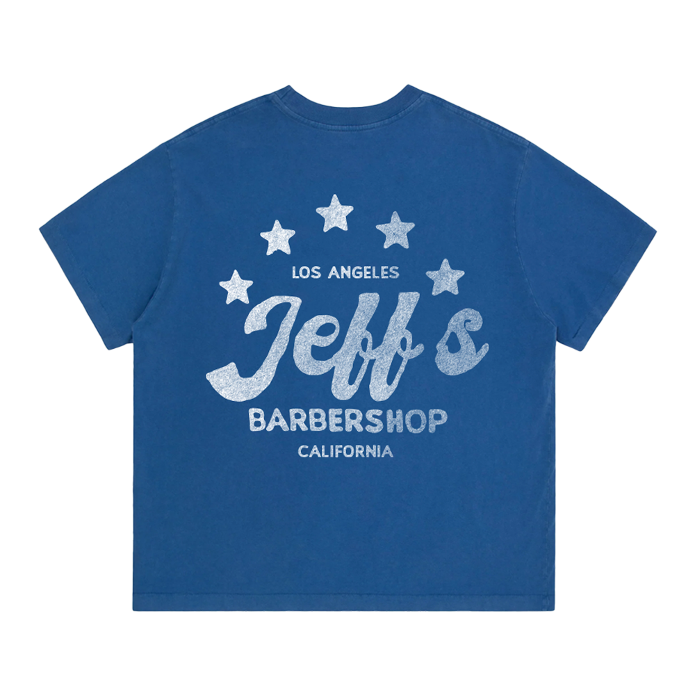 Shorter Hair Tee Blue – Jeff's Barbershop